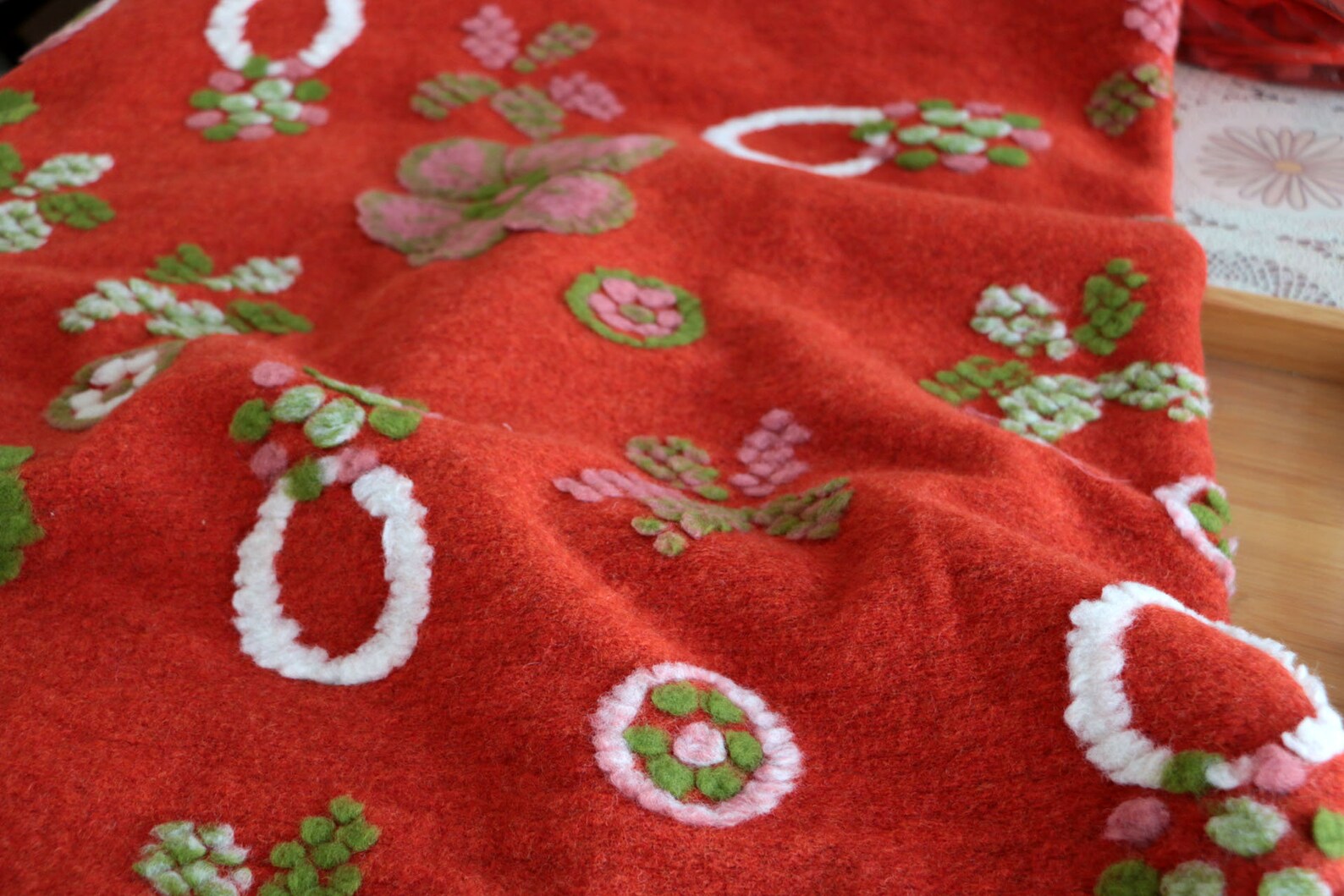 Autumn and Flower Jacquard Embroidery Woolen Fabric by the - Etsy