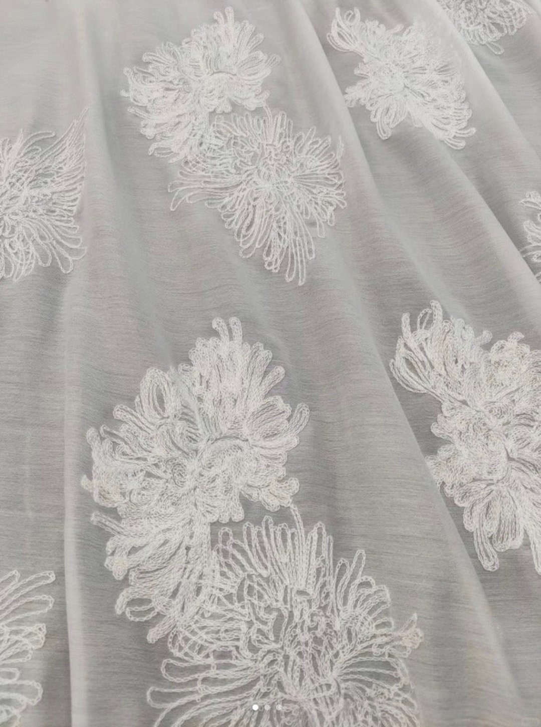 Flower Embroidery Chiffon Fabric by the Yard - Etsy