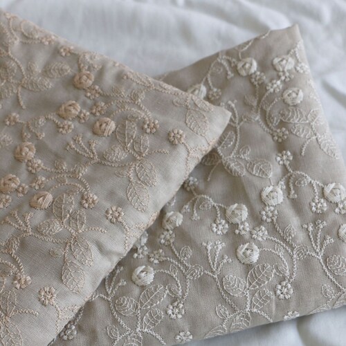 Flower Embroidery Cotton Fabric cotton Embroidered Fabric for - Etsy