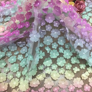 Colorful Gradient 3D Flower Lace Fabric,tulle Lace Fabric Exquisite ...