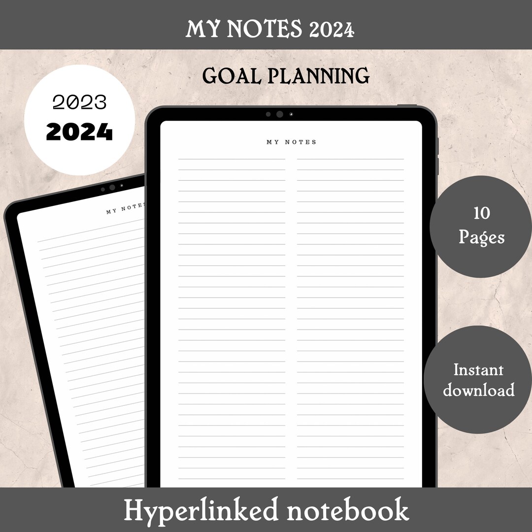 Digital Notebook, Digital Notes Template 2024, iPad Notebook ...