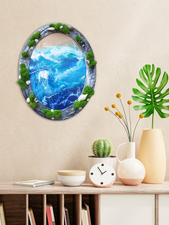 Resin Art Epoxy Moss Wall Decor Sea and Rocks | Etsy