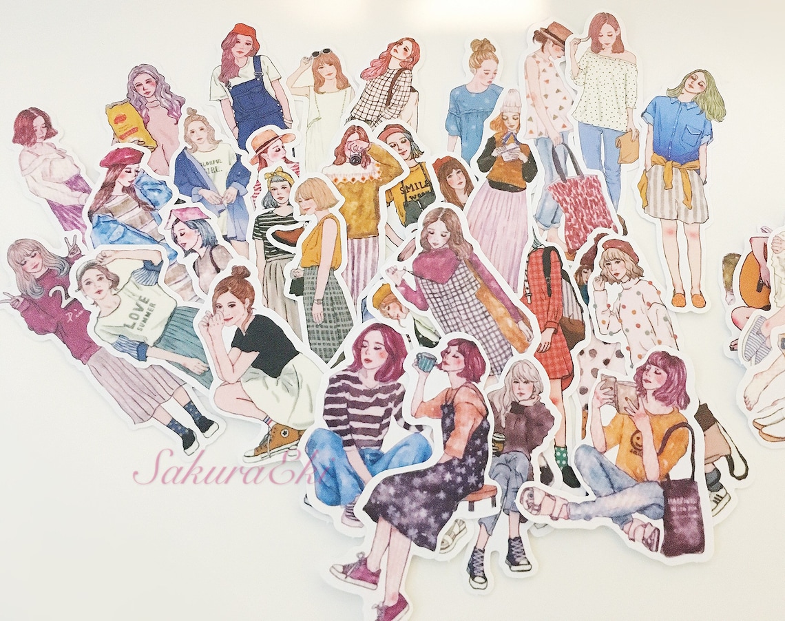 Girl Stickers Fashion Girl Stickers Lifestyle Stickers - Etsy