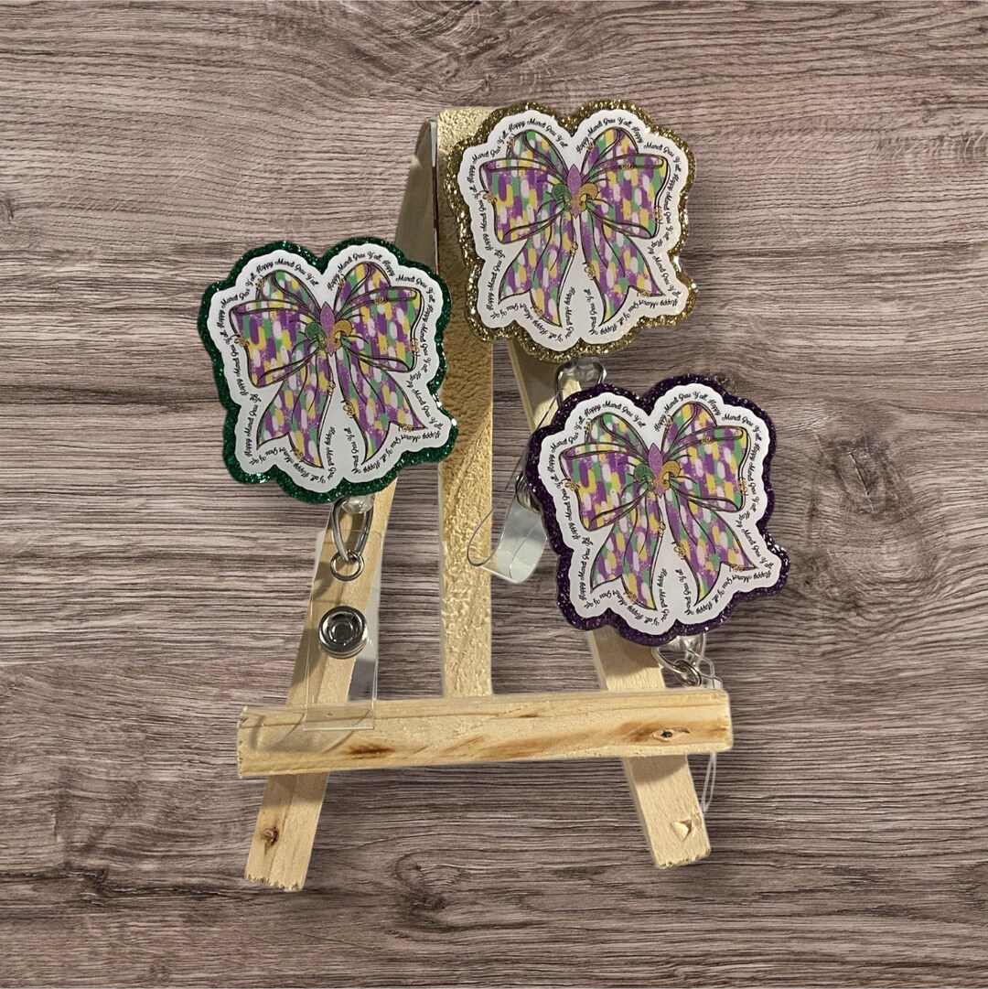 Mardi Gras Paint Stroke Coquette Badge Reel - Etsy