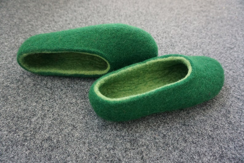Felted Slippers for Women- Green Slippers-handmade Slippers-wool ...