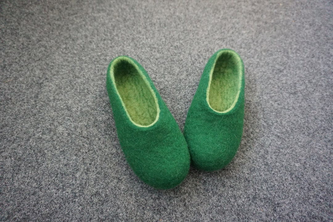Felted Slippers for Women- Green Slippers-handmade Slippers-wool ...