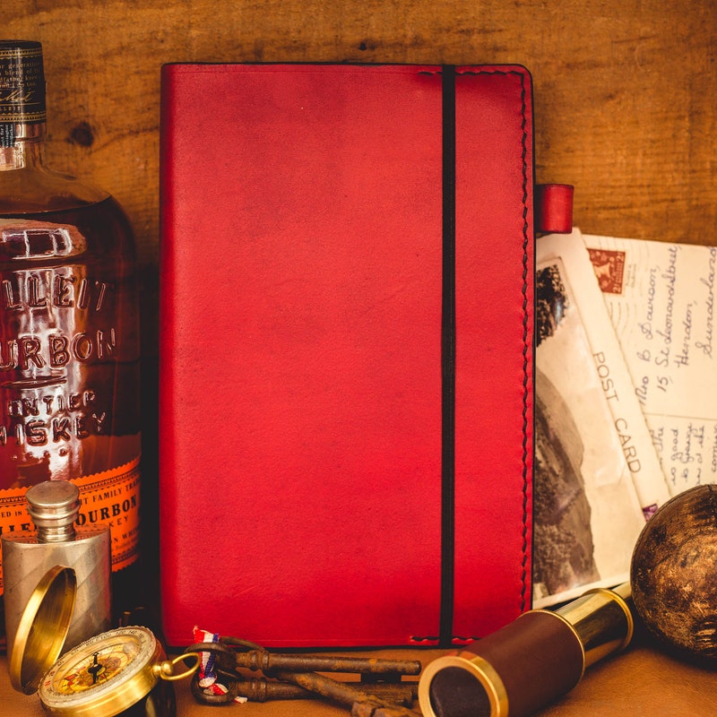 Red Leather Journal - Etsy