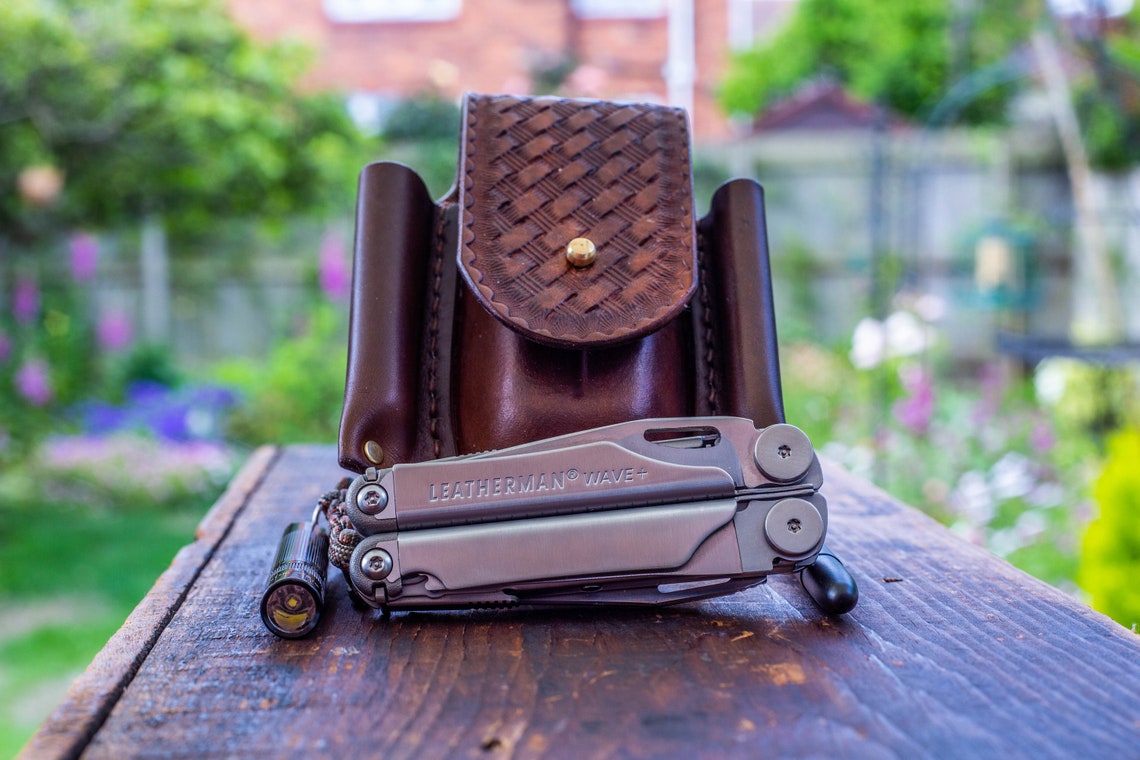 Leather belt pouch for Leatherman Wave Maglite Solitare and | Etsy
