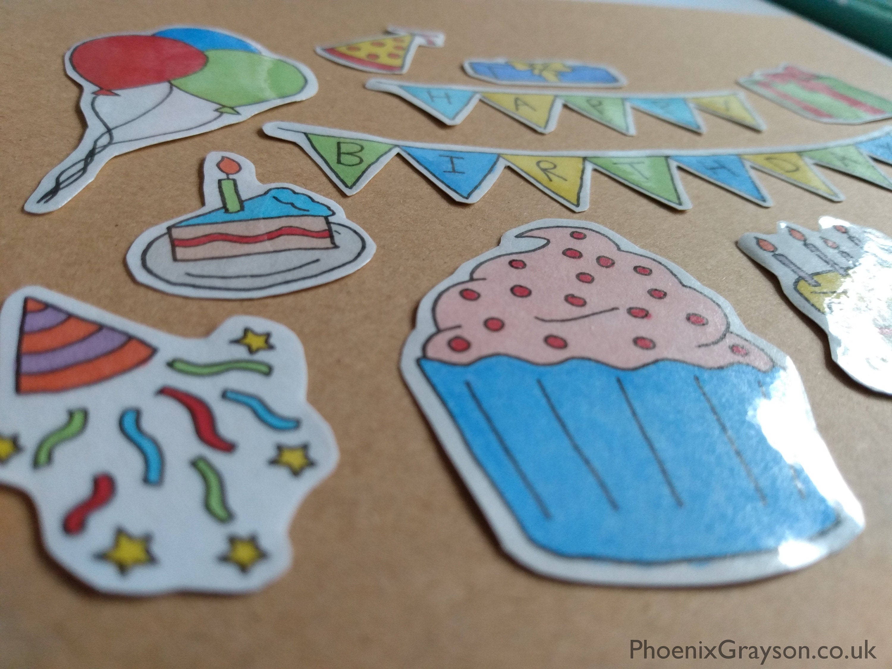 Happy Birthday Party Sticker Set, Pack of 12, Scrapbook, Craft, Card ...