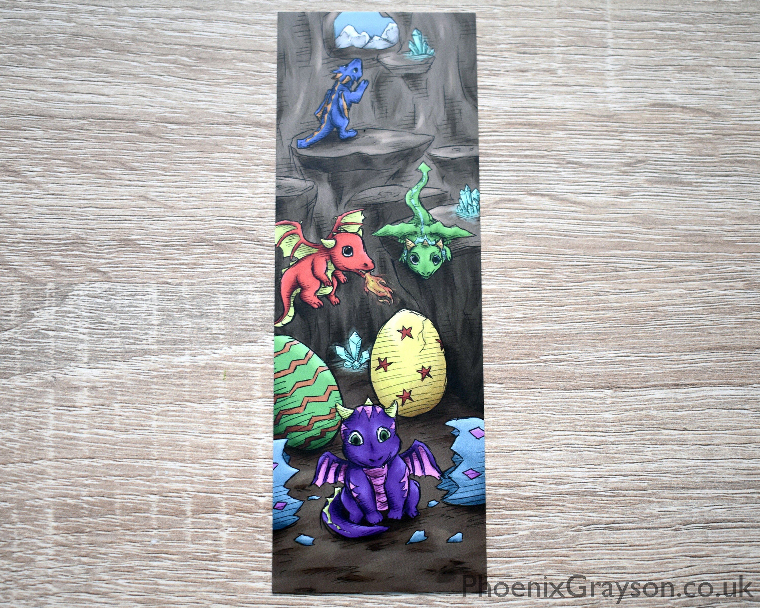 Illustrated Bookmark Baby Dragon Cave Eggs - Etsy