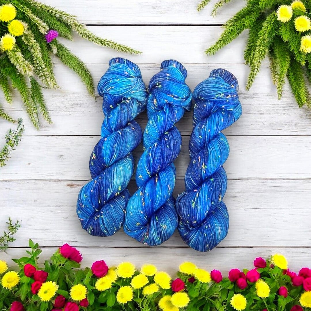 Starry Starry Night Handdyed Yarn: Blue Neon Nep Yarn, Sock and DK ...