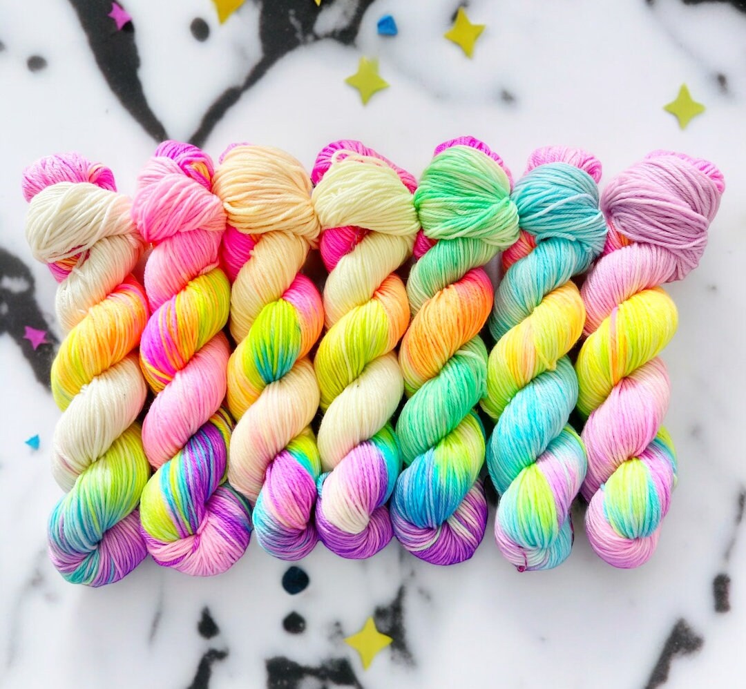 Rainbow Skies Full Set Hand Dyed Yarn, 4ply/sock/fingering, DK, Aran ...