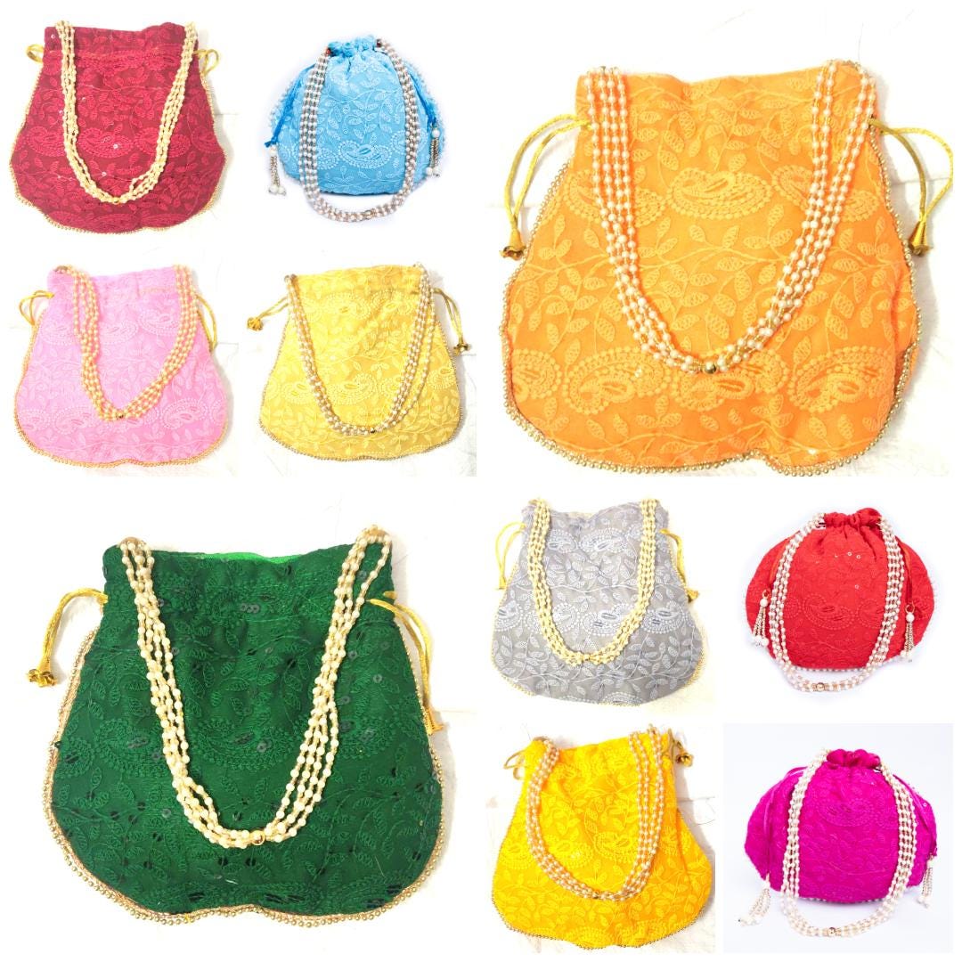 Indian Potli Bag, Hand Embroidery, Fancy Potli Bag, Wedding Bags for ...