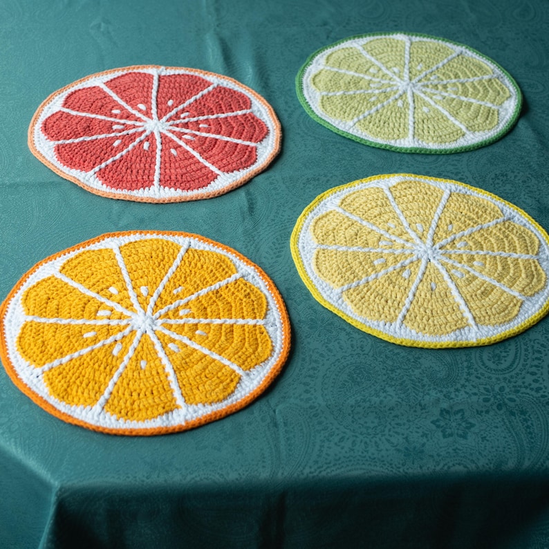 Citrus Fruit Placemat Crochet Pattern: Intermediate Level (PDF Pattern ...
