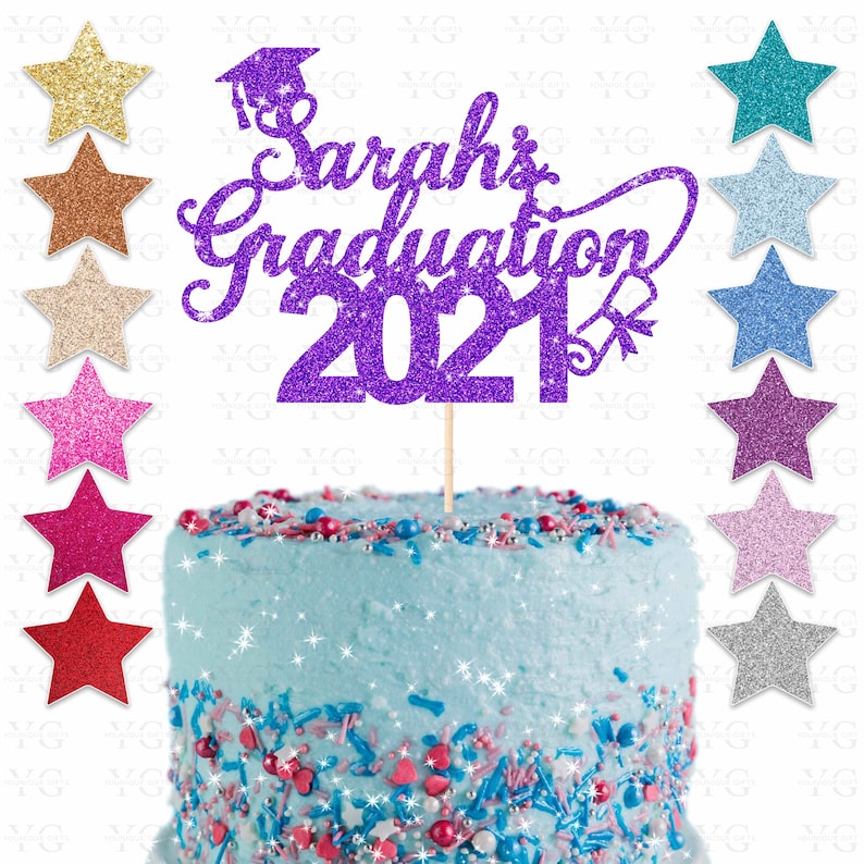 Custom Graduation Glitter Cake Topper Personalised Cake | Etsy