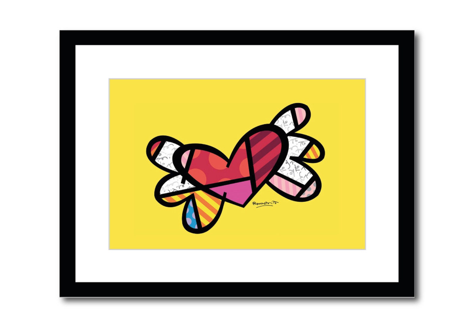 Romero Britto Pop Art Love Heart Butterfly Framed Photo | Etsy