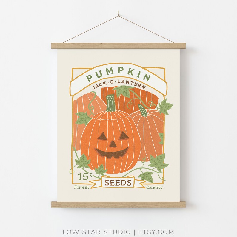 Pumpkin Wall Art Printable Halloween Art Print Farmhouse - Etsy