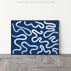 Abstract Lines on Navy Blue Digital Download Minimalist - Etsy