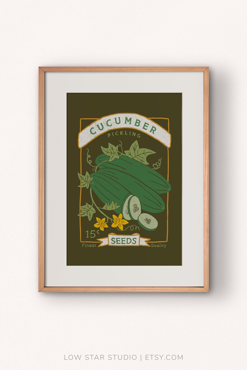 Cucumber Wall Art Printable Seed Packet Art Print Kitchen - Etsy