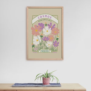 Cosmos Flowers Seed Packet Art Print Poster | Available in Many US ...