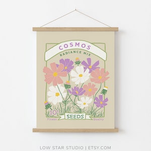 Cosmos Flowers Seed Packet Art Print Poster - Etsy
