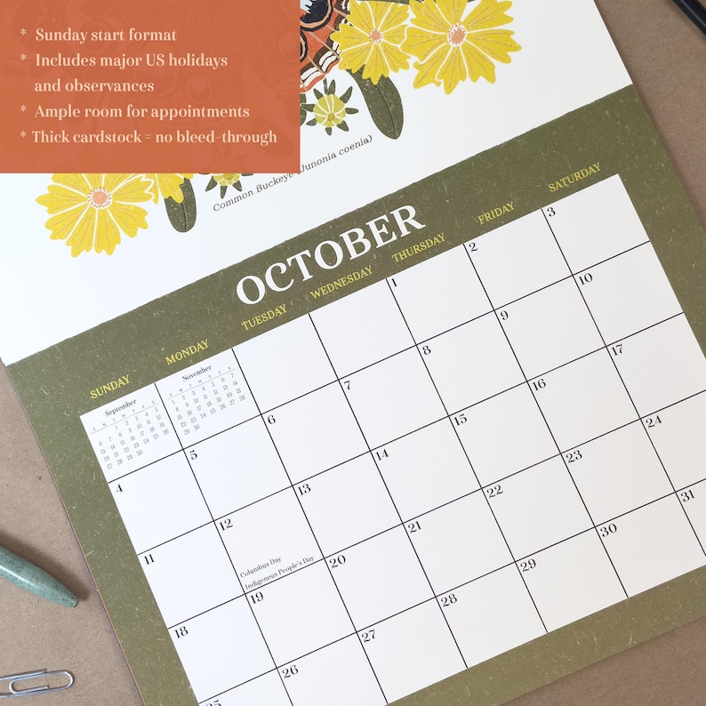 Butterflies of North America 2026 Artisan Wall Calendar | Nature Art ...