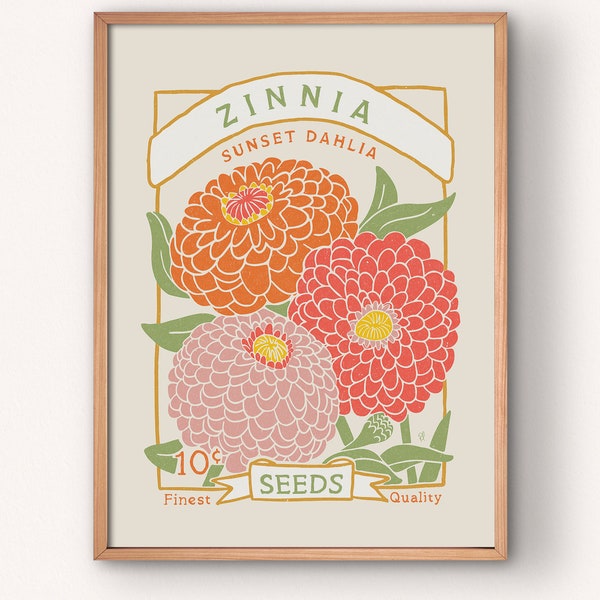 Zinnia Painting - Etsy
