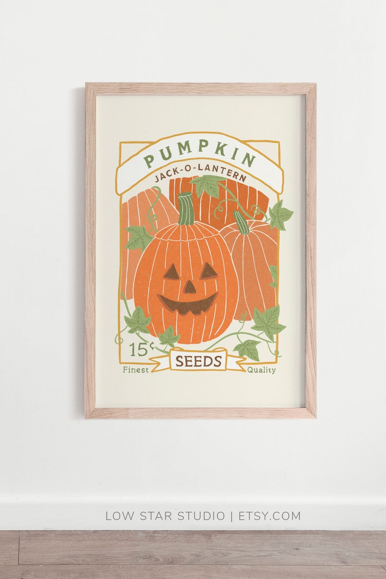 Pumpkin Wall Art Printable Halloween Art Print Farmhouse - Etsy