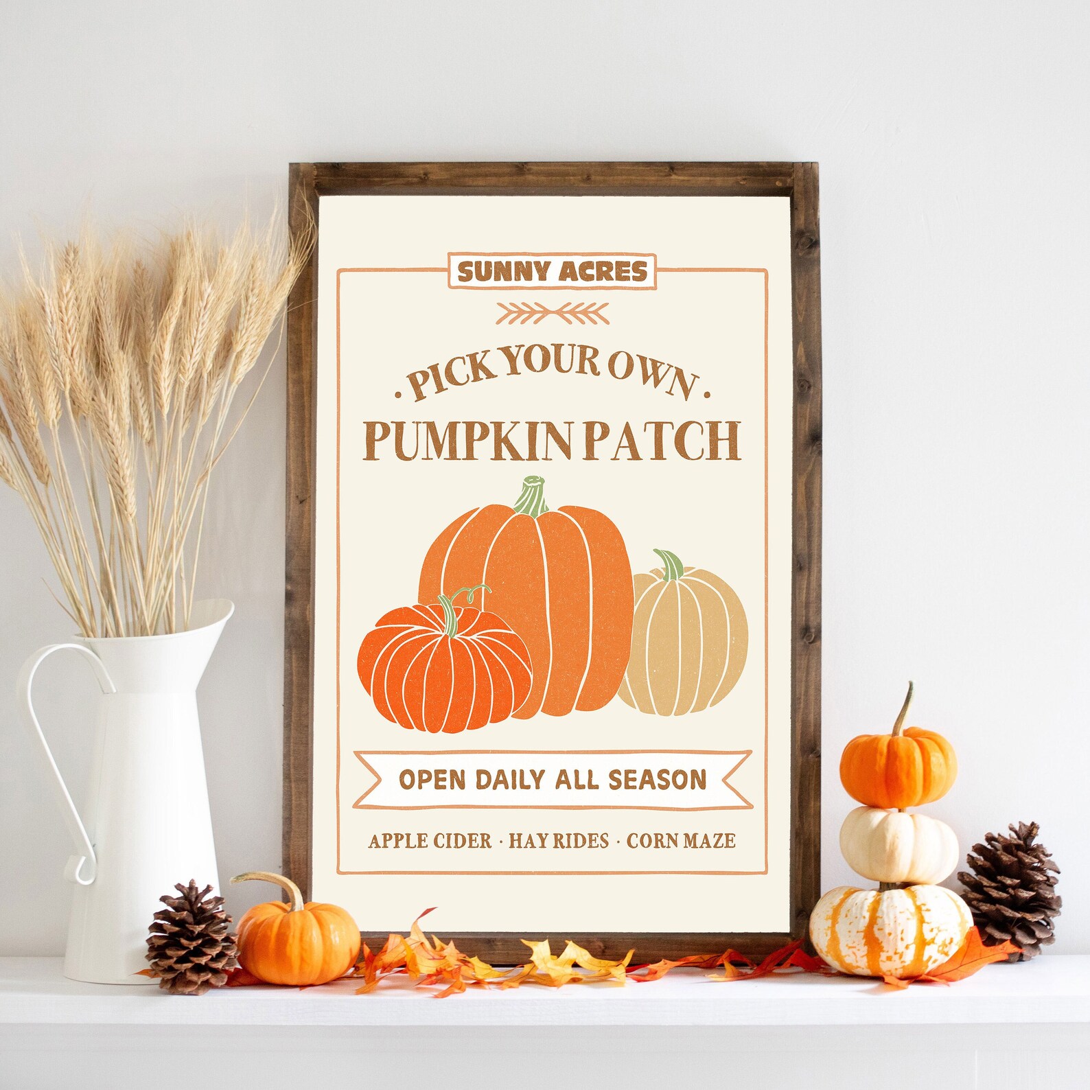 Pumpkin Patch Wall Art Fall Art Print Farmhouse Fall Decor - Etsy