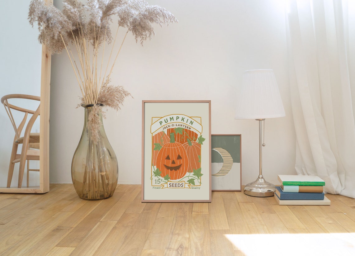 Pumpkin Wall Art Printable Halloween Art Print Farmhouse - Etsy