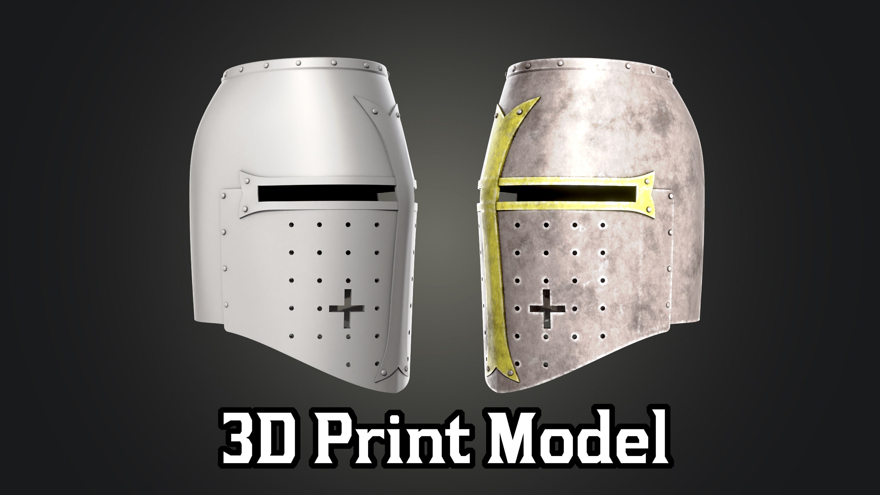 Templar Knight Crusader Helmet 3d Print Model Medieval Renaissance Stl
