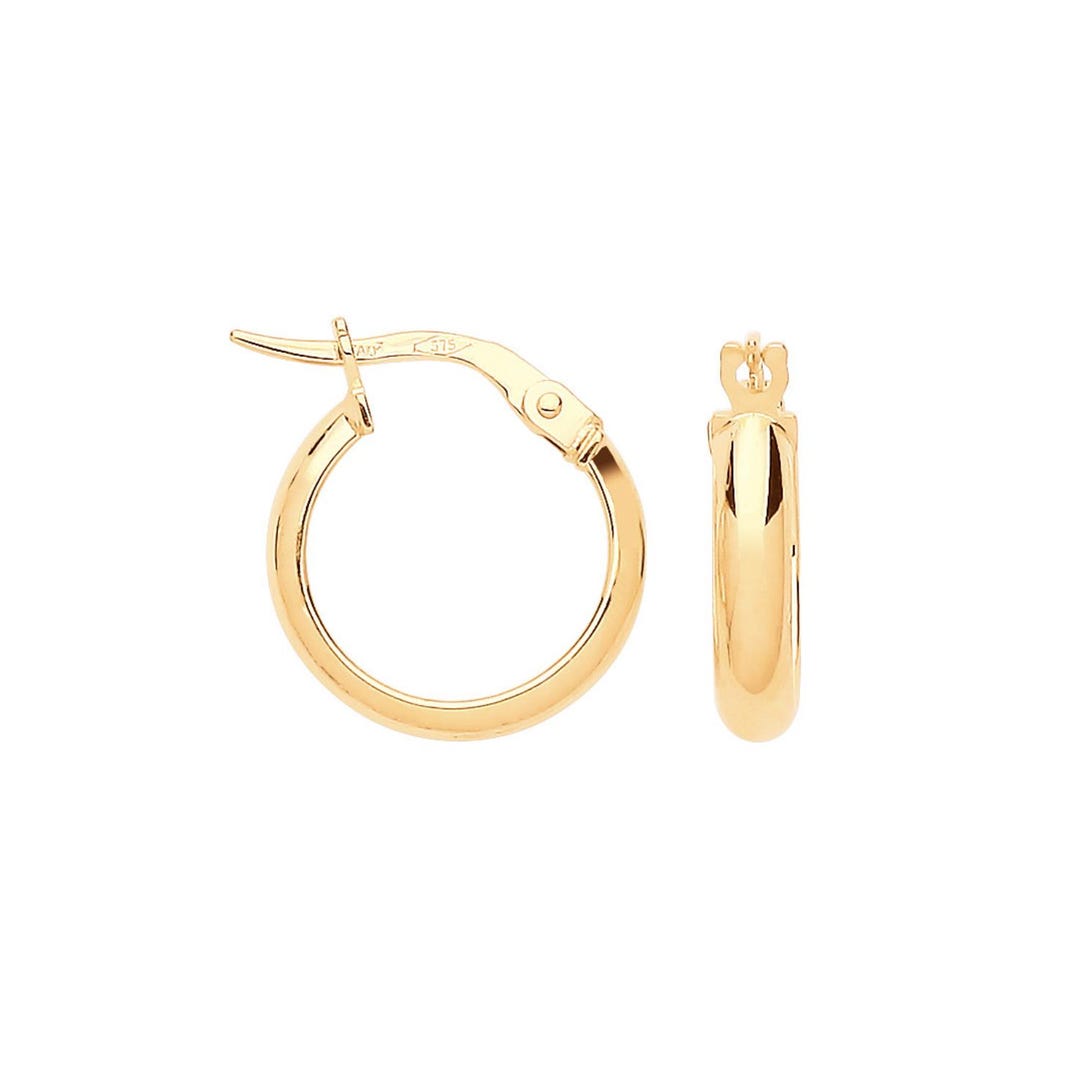14mm Gold Hoop Earrings Solid Polished Minimalist Everyday Jewelry ...
