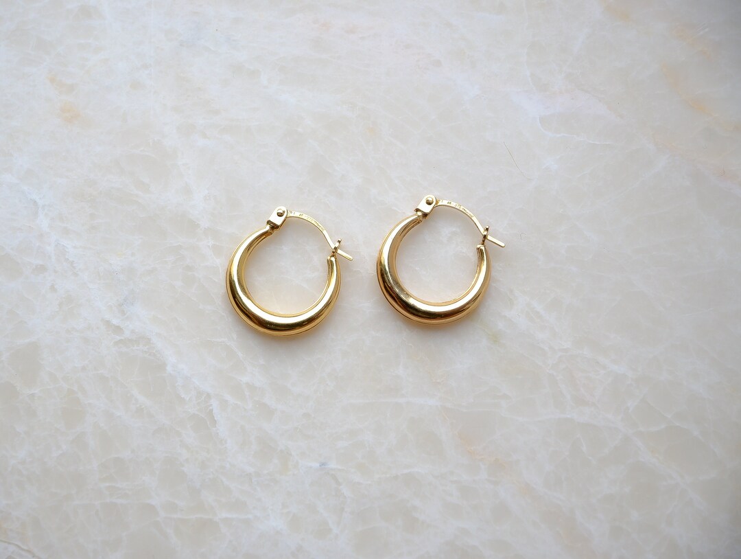Small 15mm Gold Hoops | Solid Gold Hoops | Polished Hoop Earrings ...