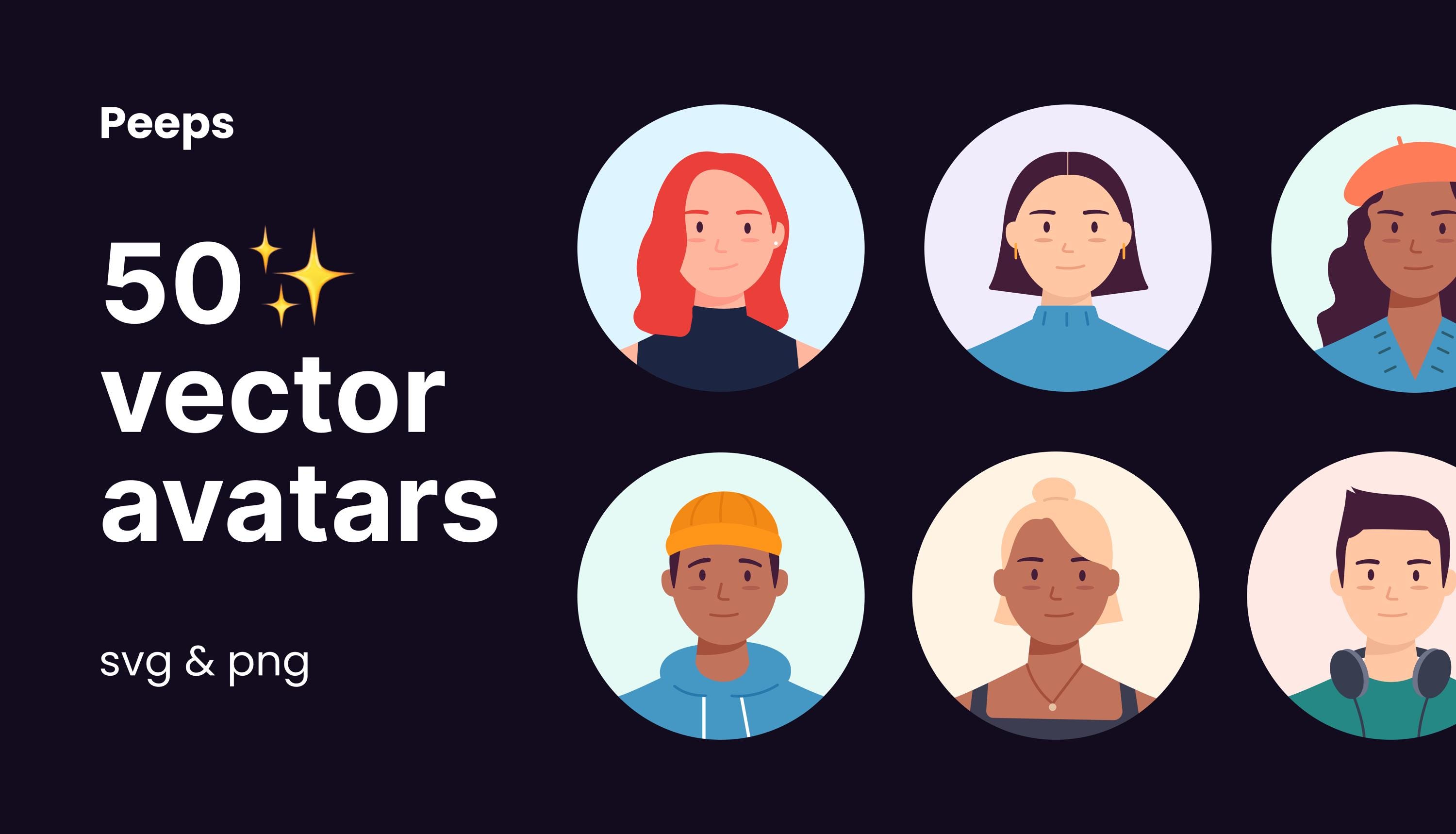 50 Vector Avatar Kit - Simple and Cute - SVG & PNG Format - Etsy