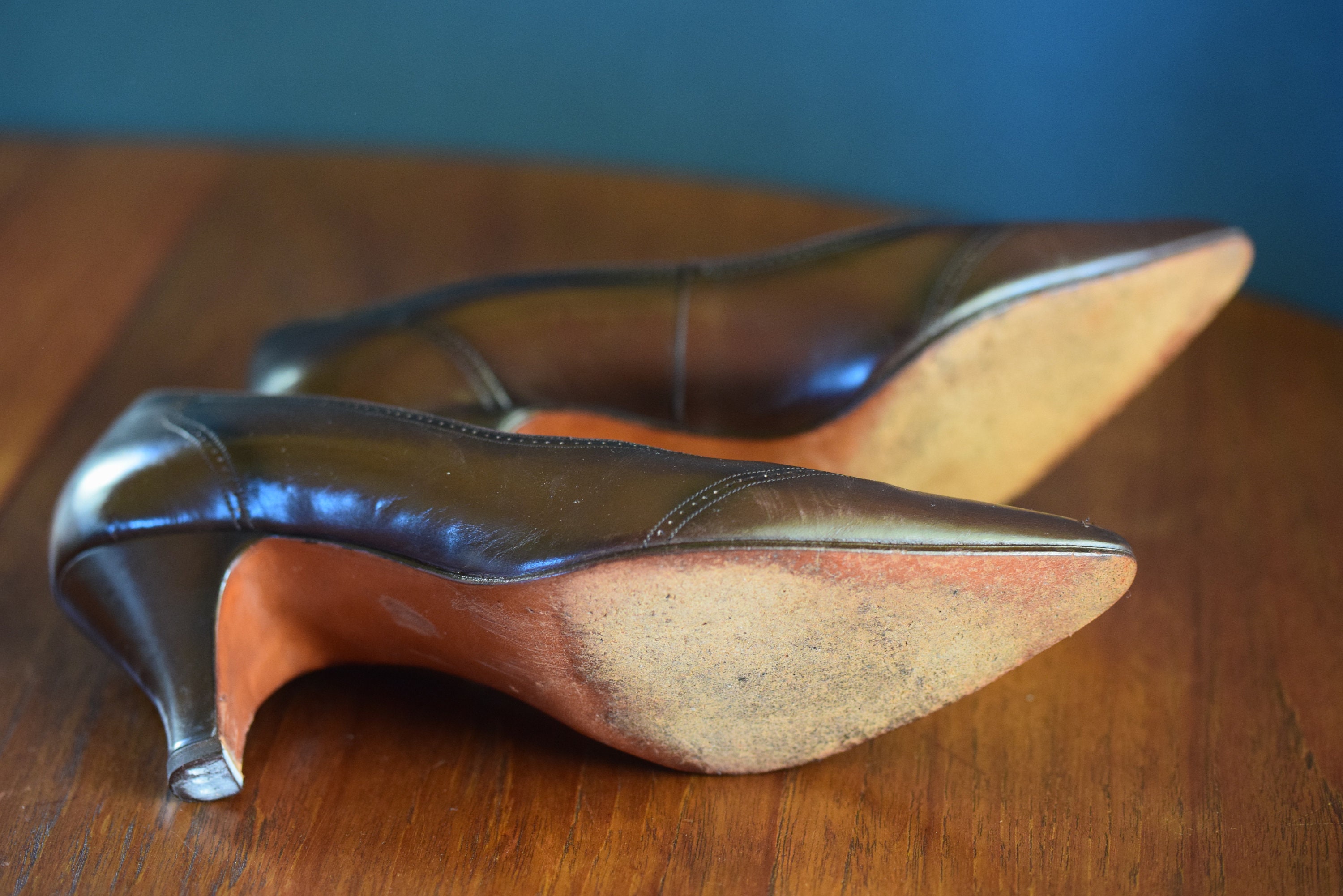 40s/50s Pumps Salamander Leather Brown Petticoat Roaring - Etsy