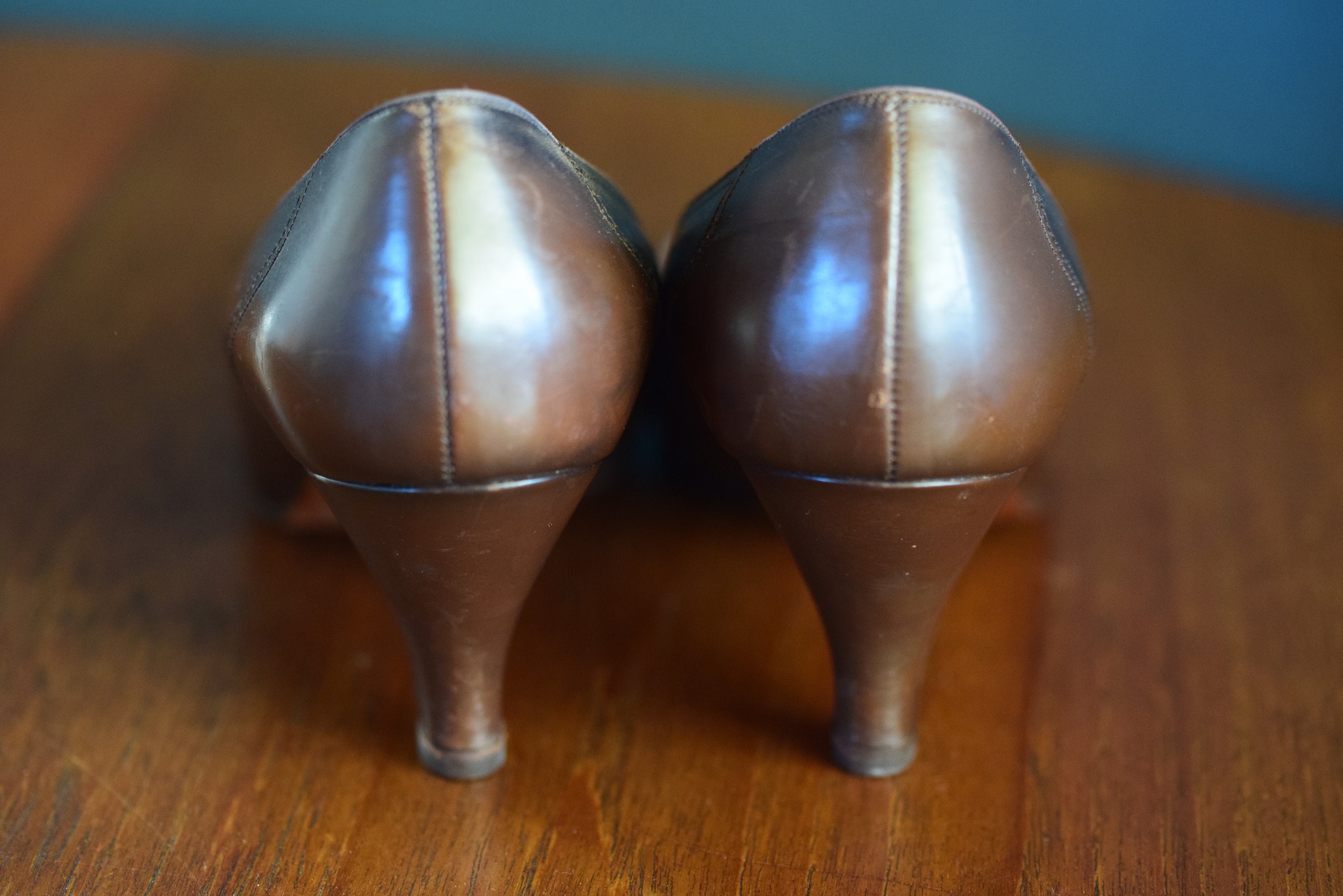 40s/50s Pumps Salamander Leather Brown Petticoat Roaring - Etsy