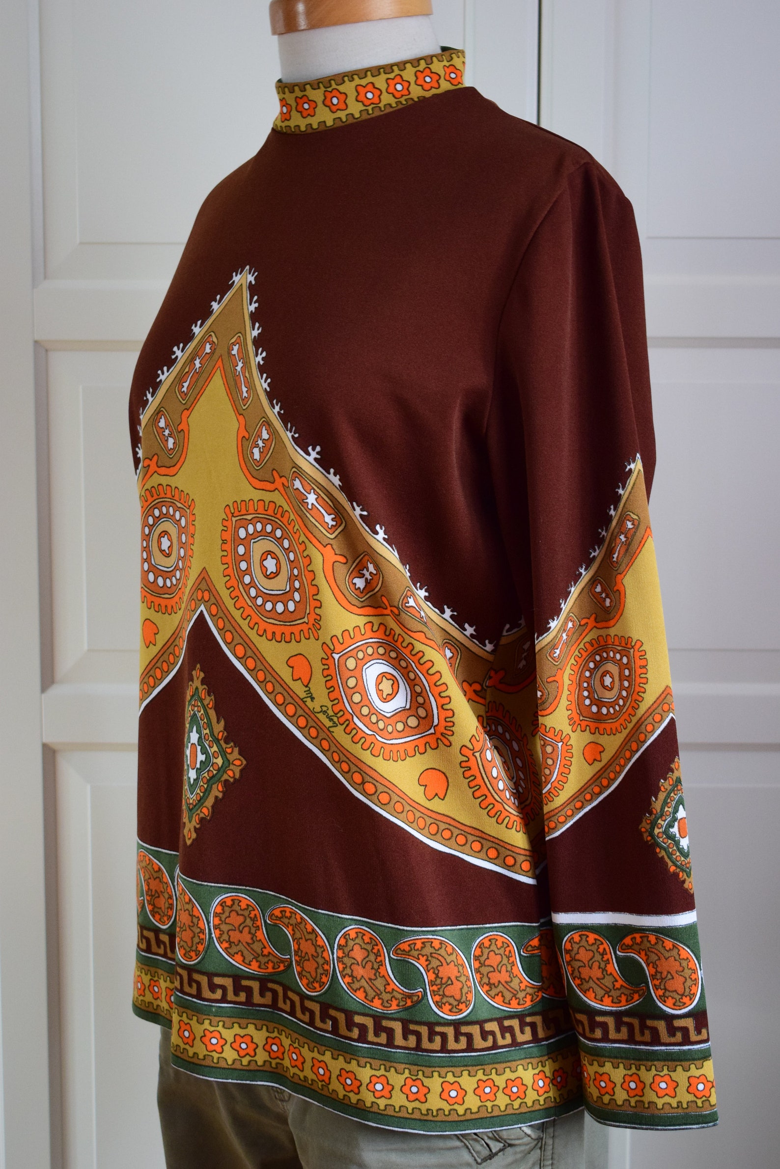 Stylish 70s Tunic, Tunic Brown/orange, Gr.m/l True Vintage Tunic - Etsy