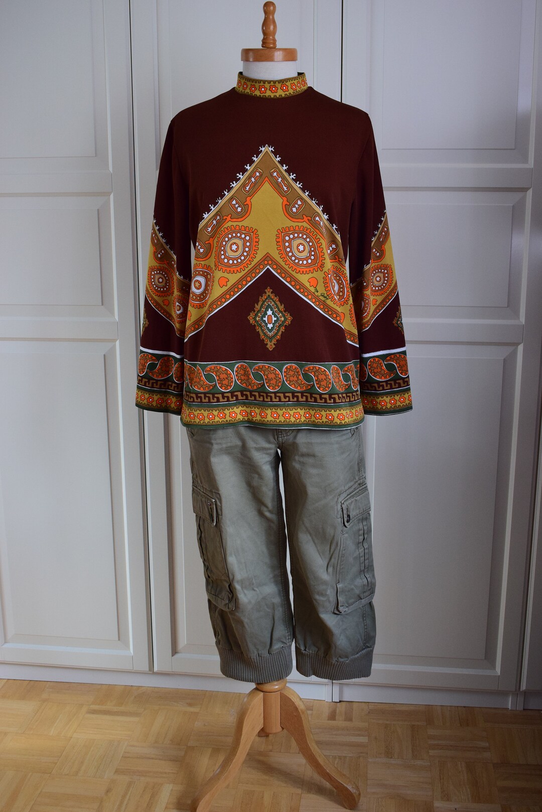 Stylish 70s Tunic, Tunic Brown/orange, Gr.m/l True Vintage Tunic - Etsy