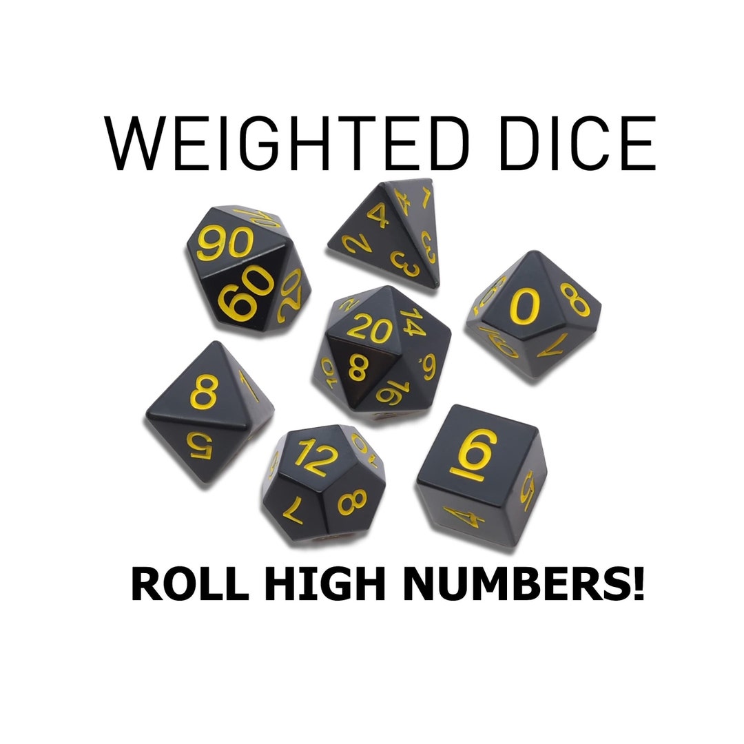 Weighted Dice Set Loaded Dice Rolls High Numbers Black With Yellow ...
