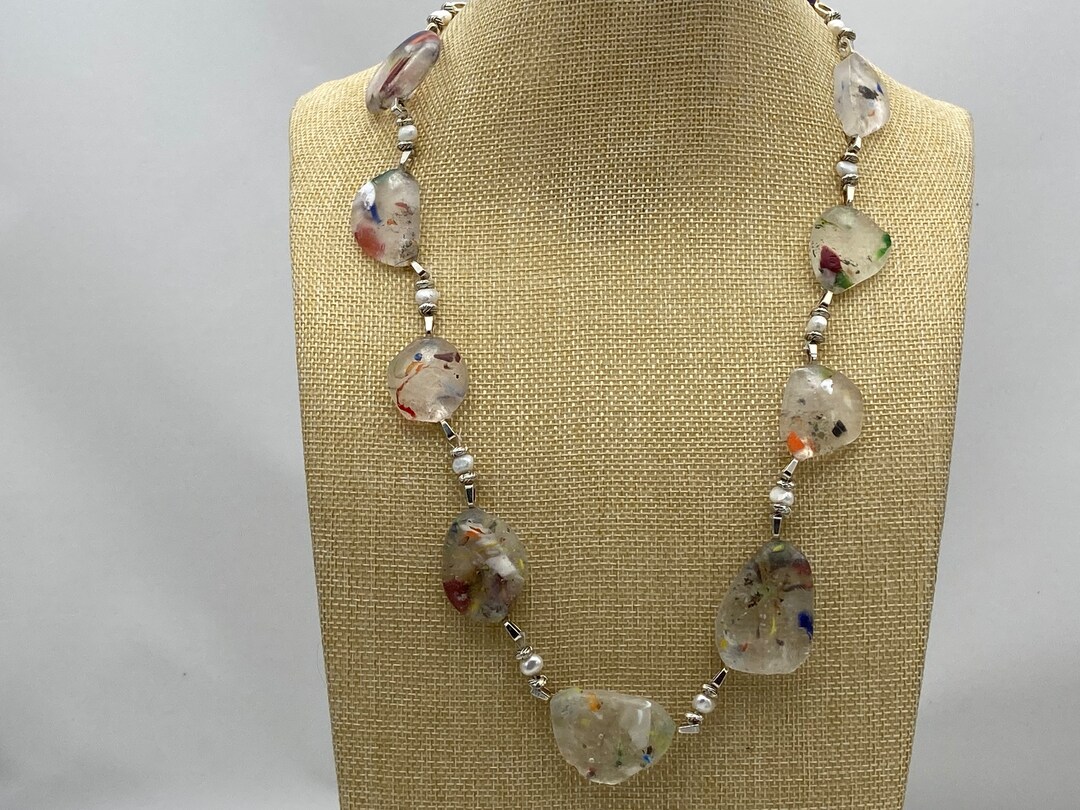 Confetti Fused Glass Medallions With Freshwater Pearls. Each - Etsy