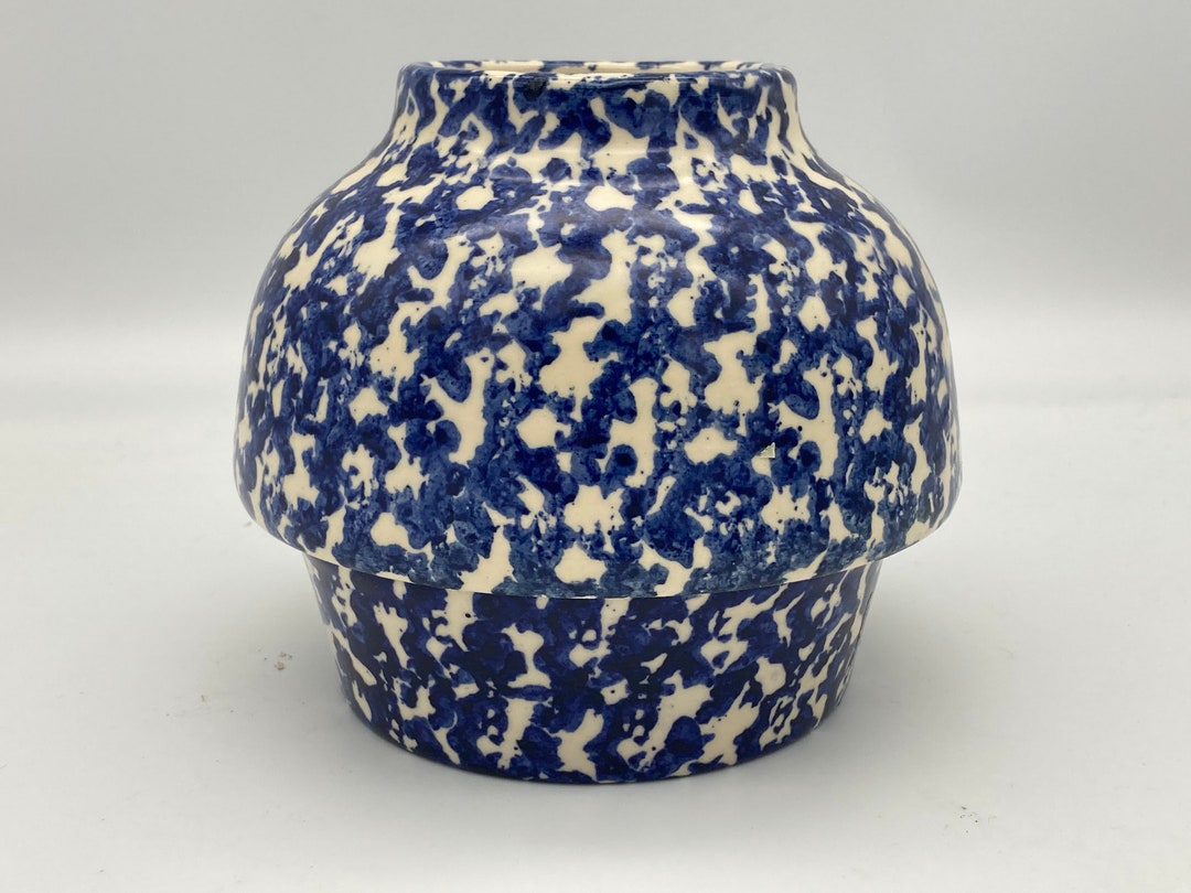 Ceramic Candle Shade Topper and Base. Cobalt Blue Sponge - Etsy