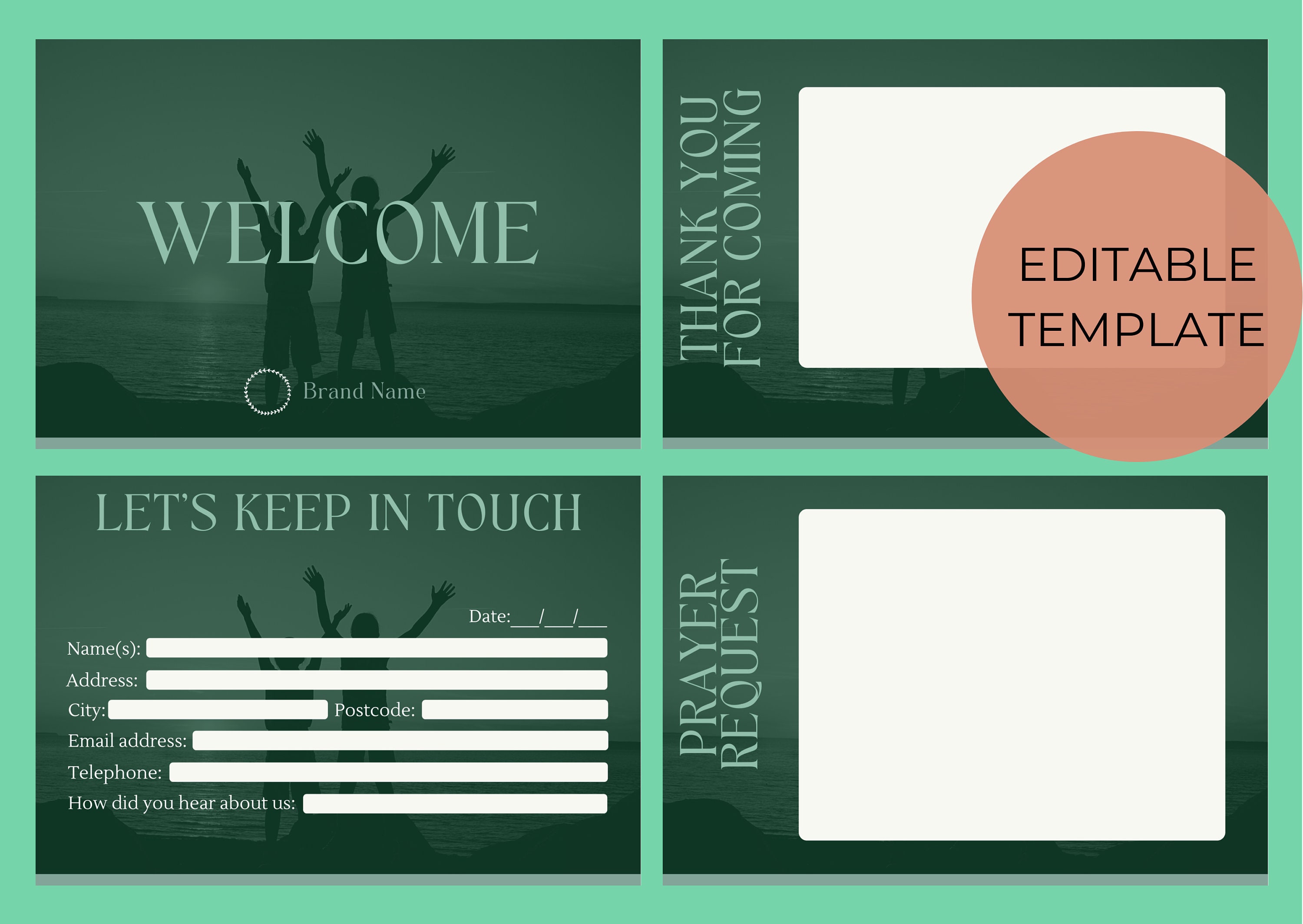 Editable Church Welcome Card Pack Template Printable Welcome - Etsy