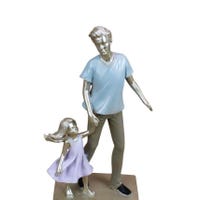 Personalized 3D Wooden Embossed Cartoon Dad and Son Figurine Trinket ...