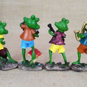 Frog Figurines Green Musical Set Band Toad, Collectible Musician Band ...