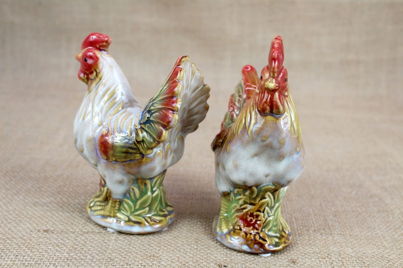 Chicken Figurine Set Farm Statue Rooster Porcelain Chicks Beige /red ...
