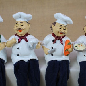 Chef Figurine Set of 4 Shelf Sitter Cook Home Decor Window Decoration ...