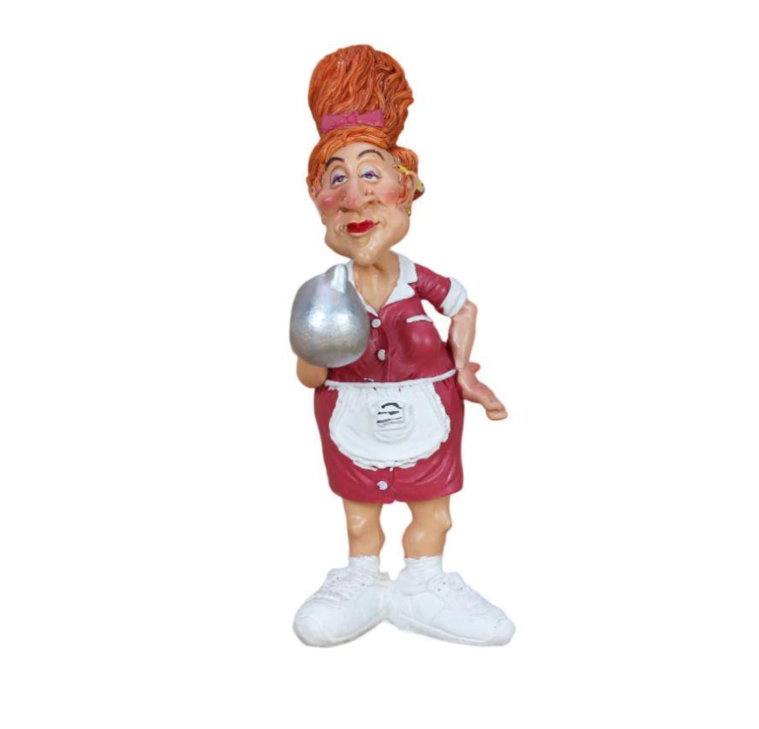 Resin Waitress Statue: Vintage Red Uniform, Collectible Old Maid ...