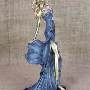 Lady in Blue Dress, Resin Figurine/ Statue Vintage Decorative Woman ...