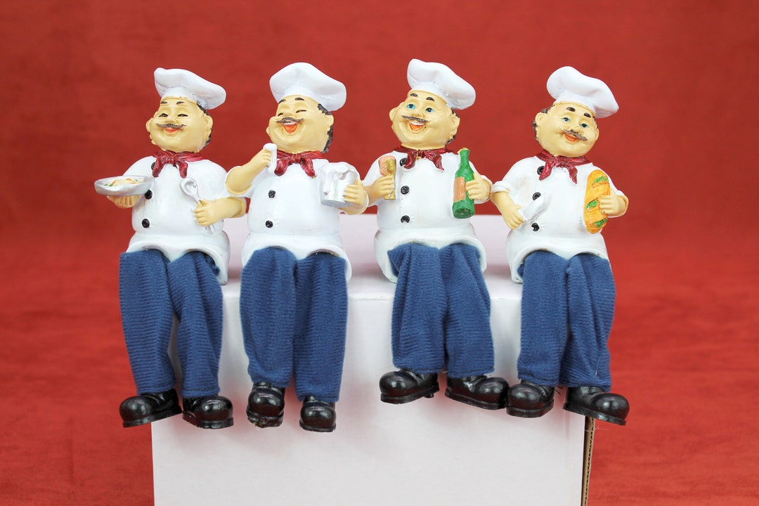 Chef Figurine Set of 4 Polyresin Shelf Sitter Home Decor Hand - Etsy