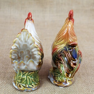 Chicken Figurine Set Farm Statue Rooster Porcelain Chicks Beige /red ...